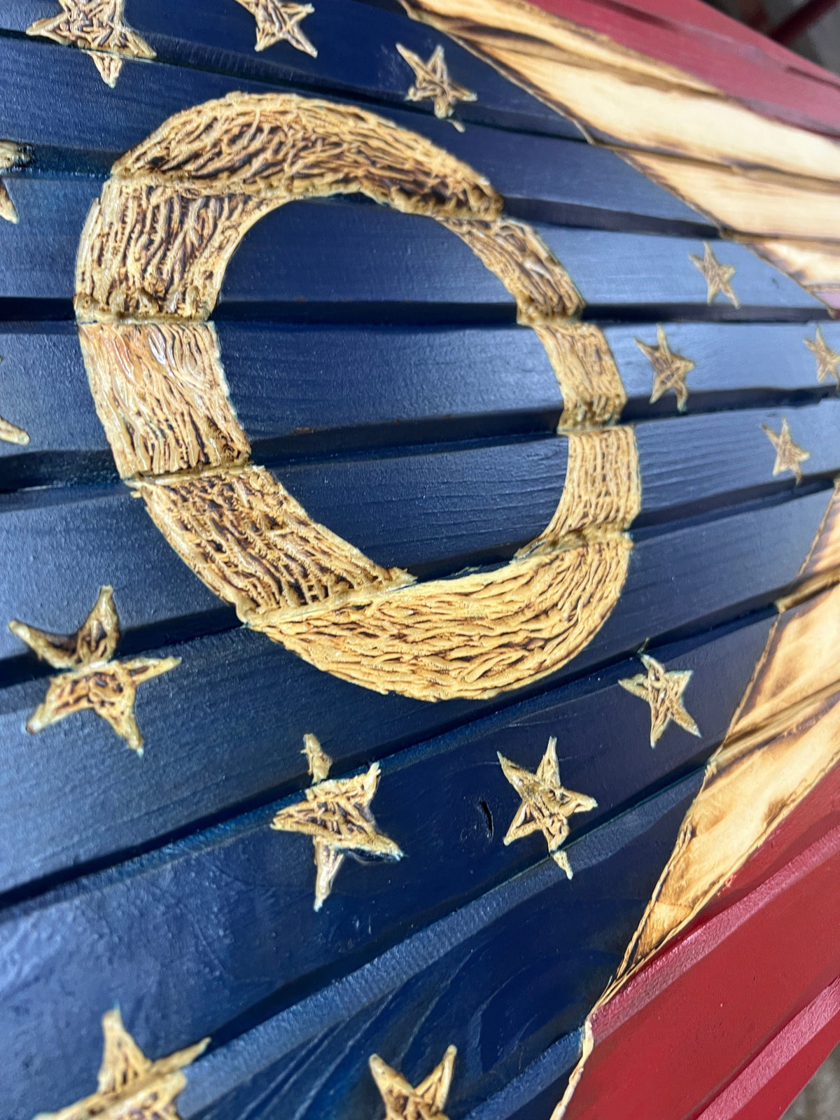 Ohio Handcarved Wooden Flag