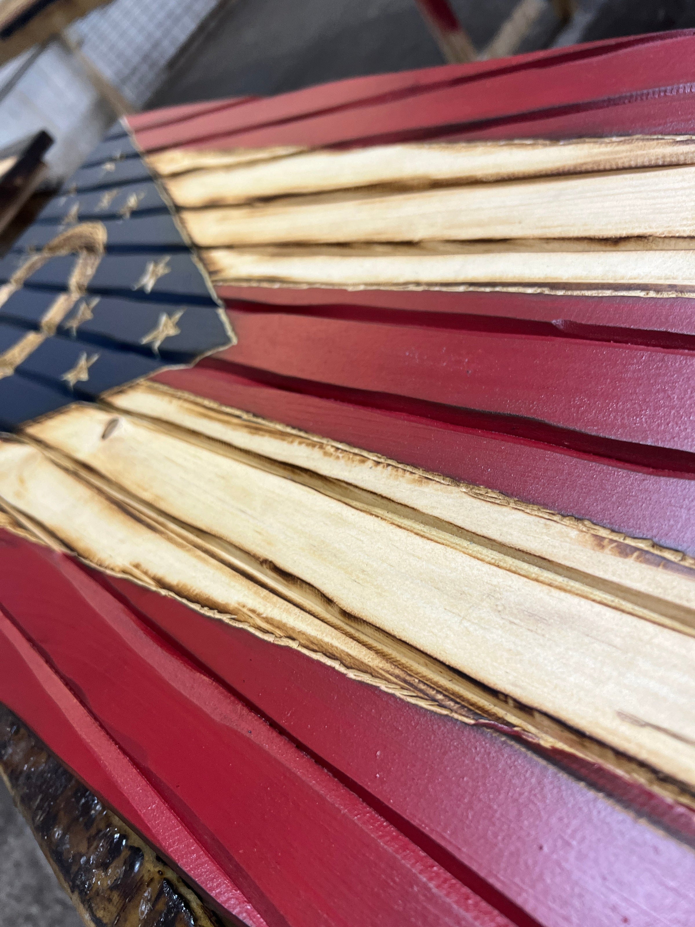 Ohio Handcarved Wooden Flag