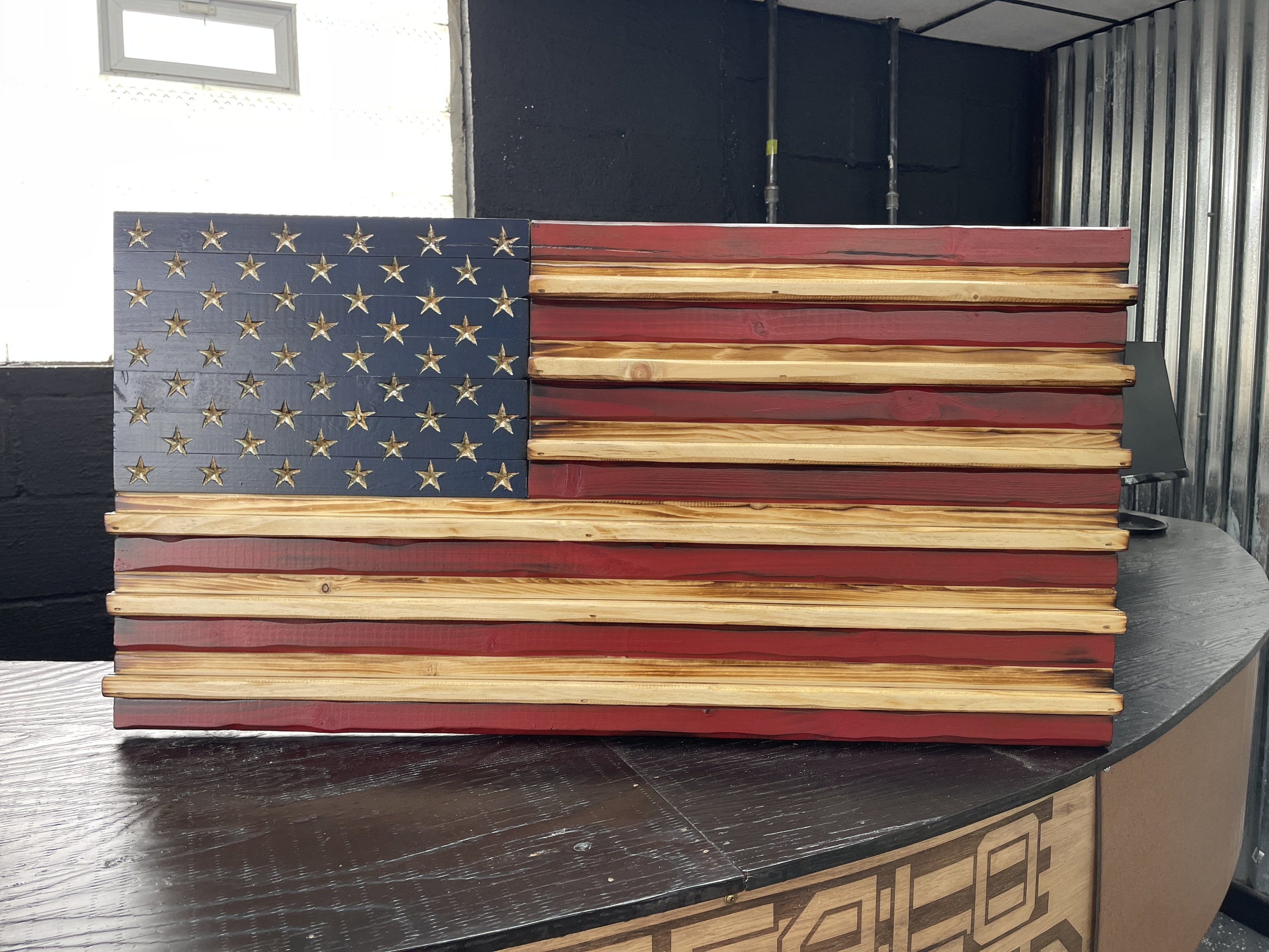 Coin Holder Old Glory American Handmade Wooden Flag