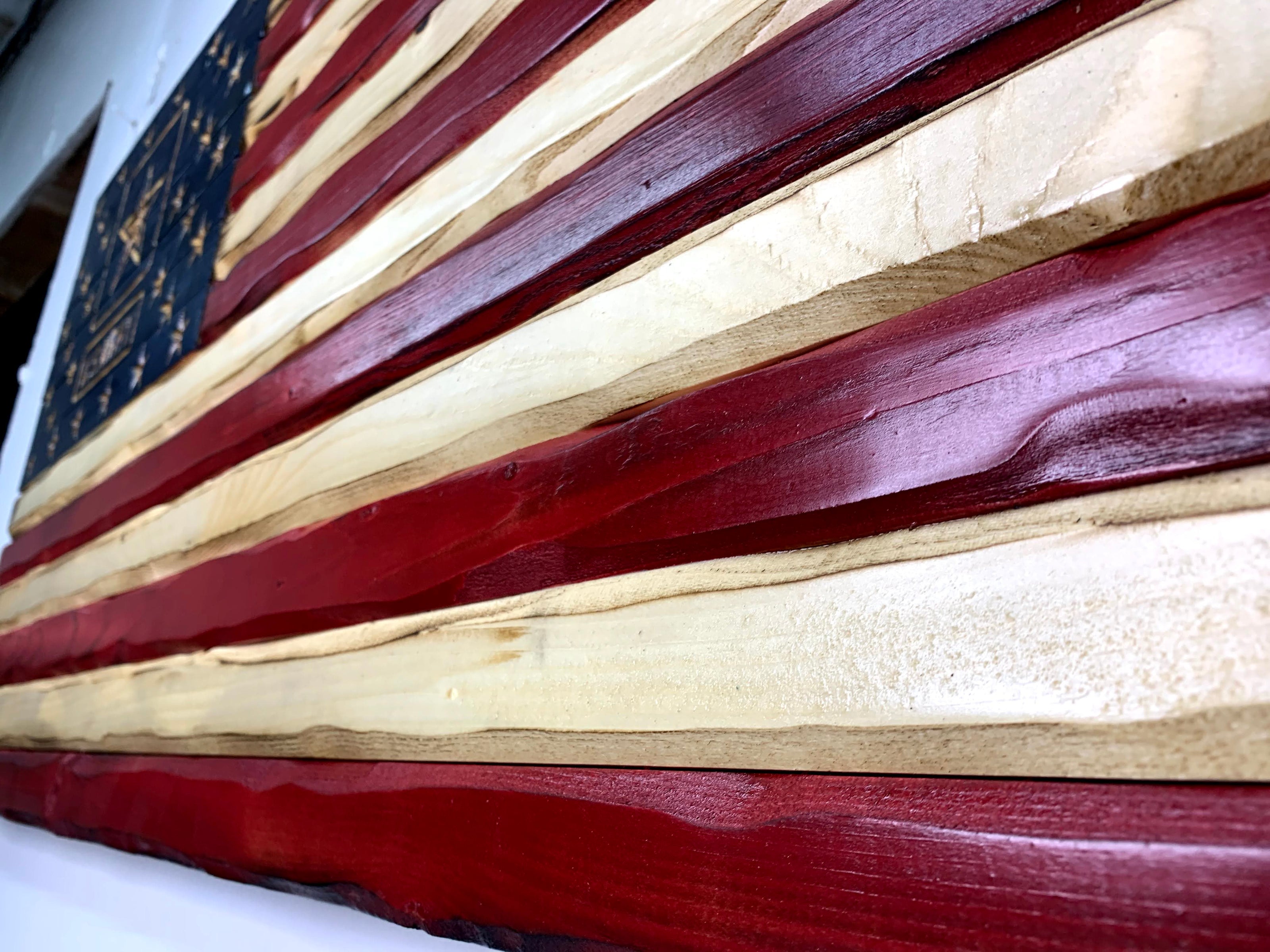 Army Handcarved American Wooden Flag