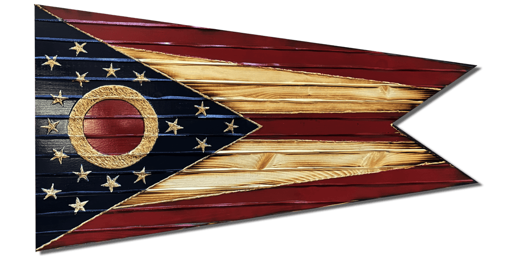 Ohio Handcarved Wooden Flag