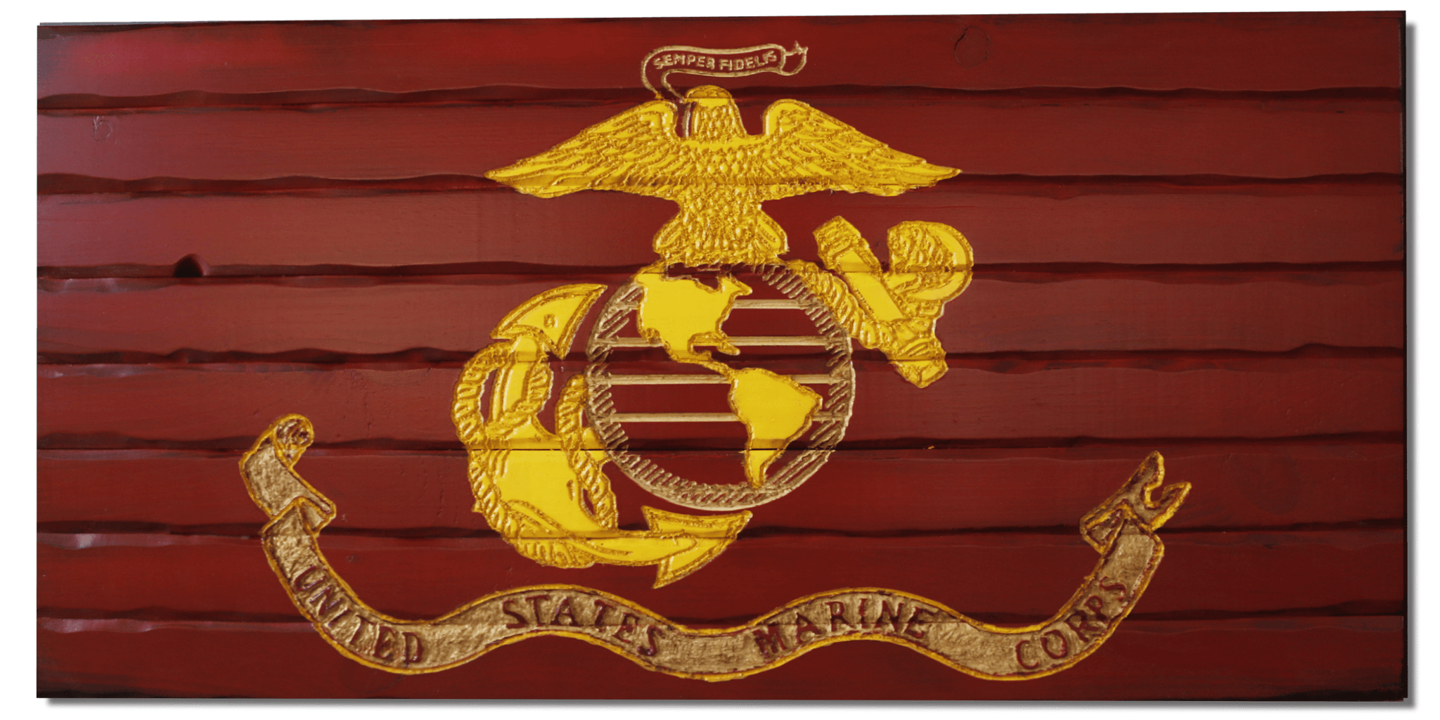 Marine Full Handcarved Wooden Flag